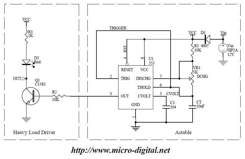 555 Timer Oscillator/Led Flasher - Micro Digital